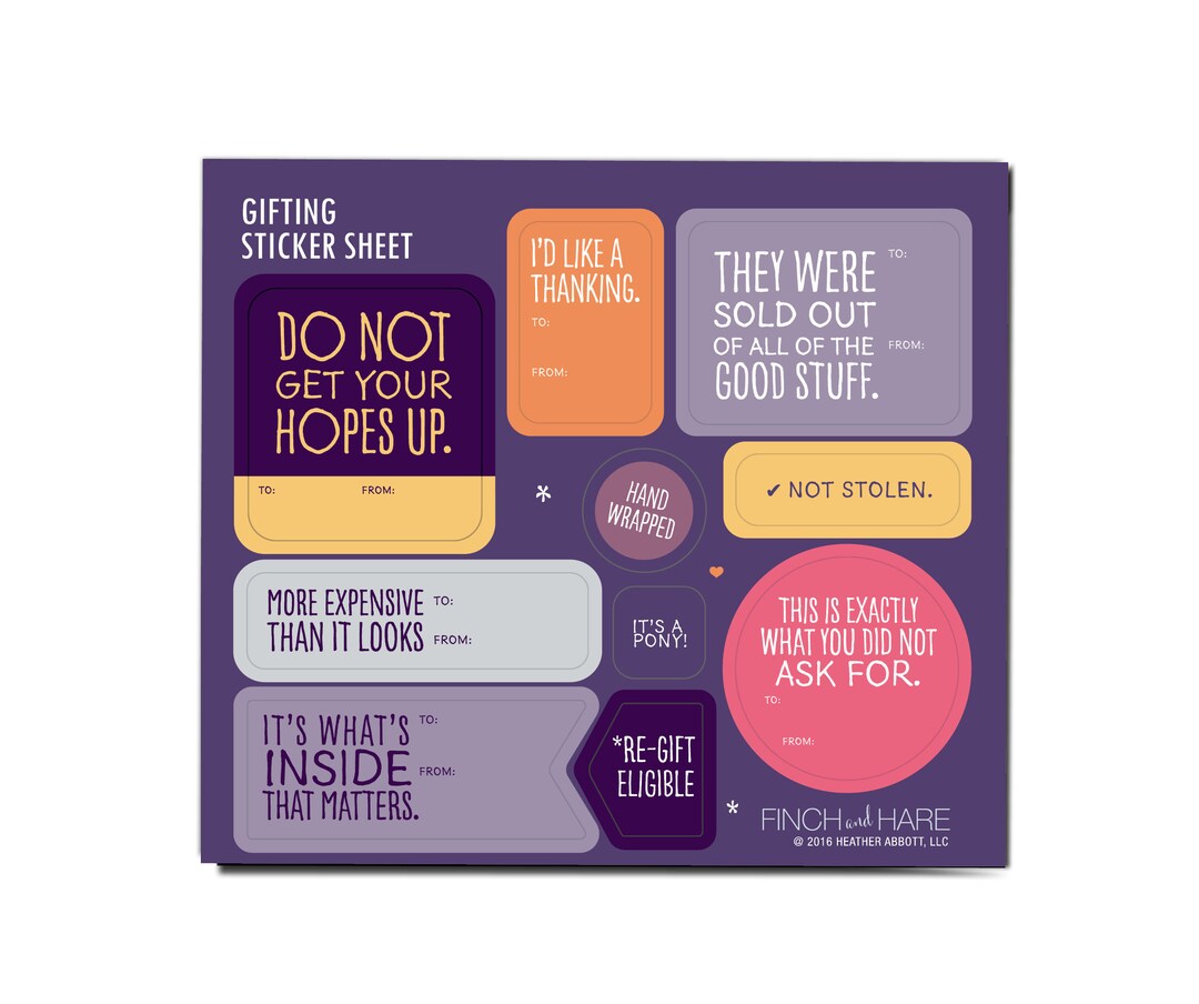 Gift Wrapping Stickers - Funny Gift Tags - Gift Wrap Sticker Sheets ...