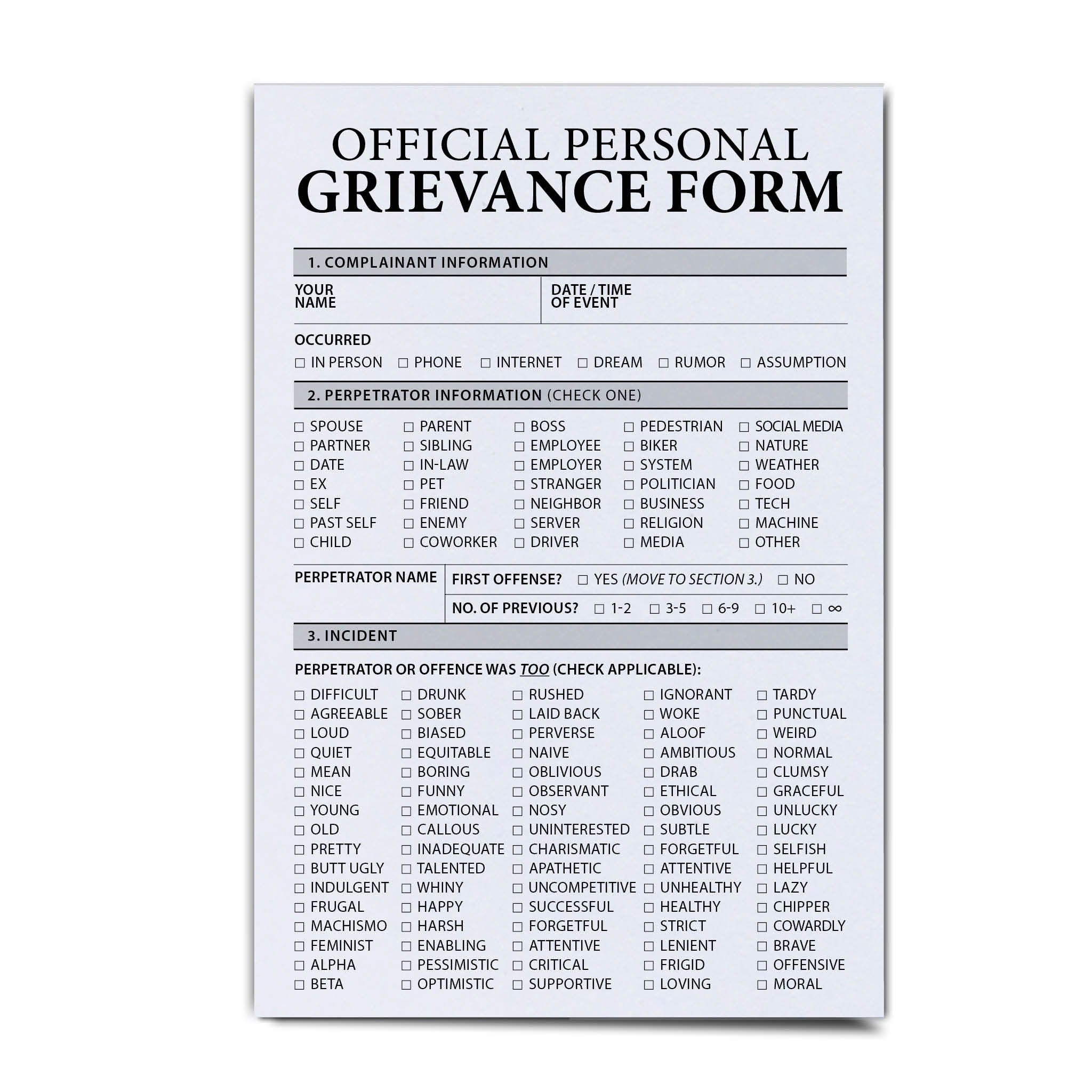 Personal Grievance Form Note Pad Funny Notepad Gift For Etsy personal-grievance-form-note-pad-funny-notepad-gift-for-etsy