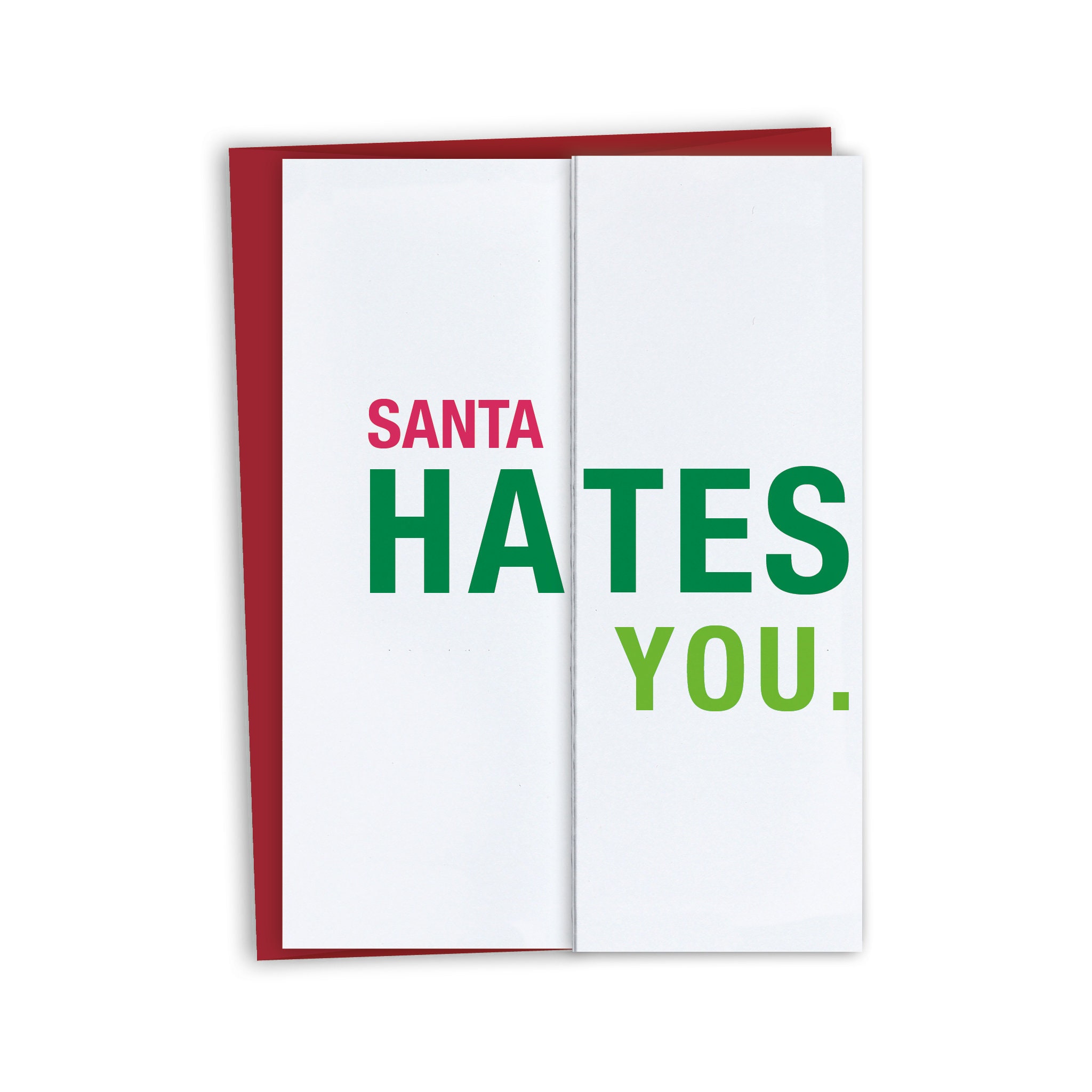 Funny Christmas Card / Santa Hates You Card - Funny Holiday Card ...