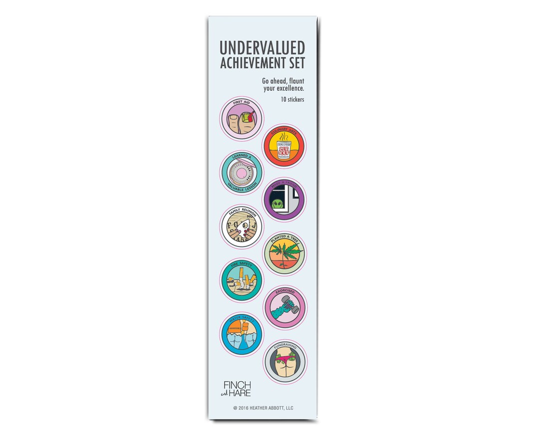 Undervalued Achievement Sticker Set - Funny Award Stickers - Etsy