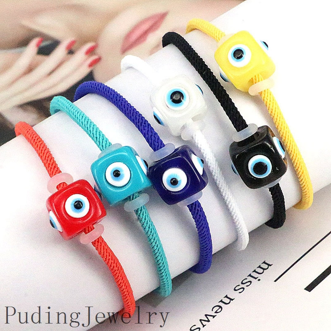 10pcs Lucky Fashion Blue Evil Eye Square Resin Bracelet - Etsy