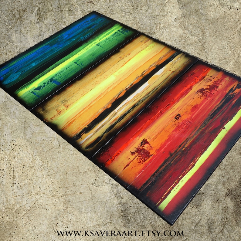Abstrakte Gemälde A267 Regenbogen Modern Bild Original von KSAVERA 100x150cm Spachtel ...
