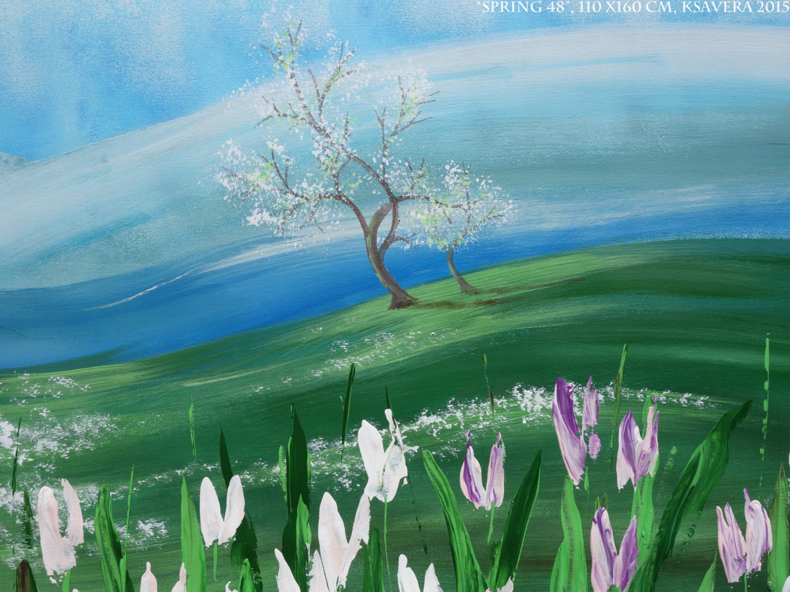 Alaska Spring Painting Large Wall Art on Canvas "spring 42" White ...