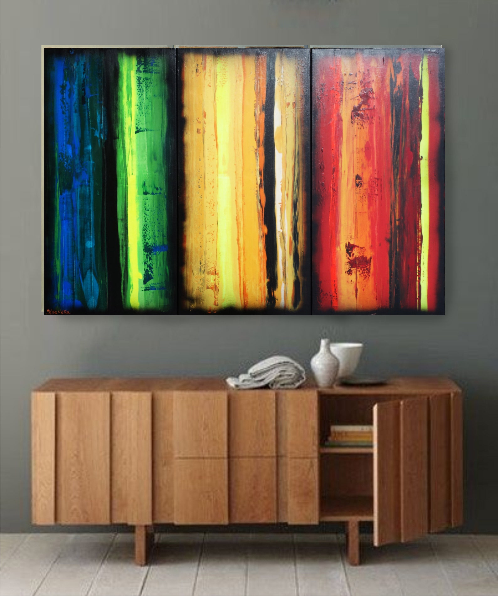 Rainbow Abstract Painting on Canvas A267 Acrylic Painting Original Art ...