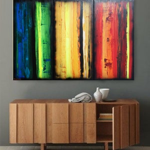 Rainbow Abstract Painting on Canvas A267 Acrylic Painting Original Art ...