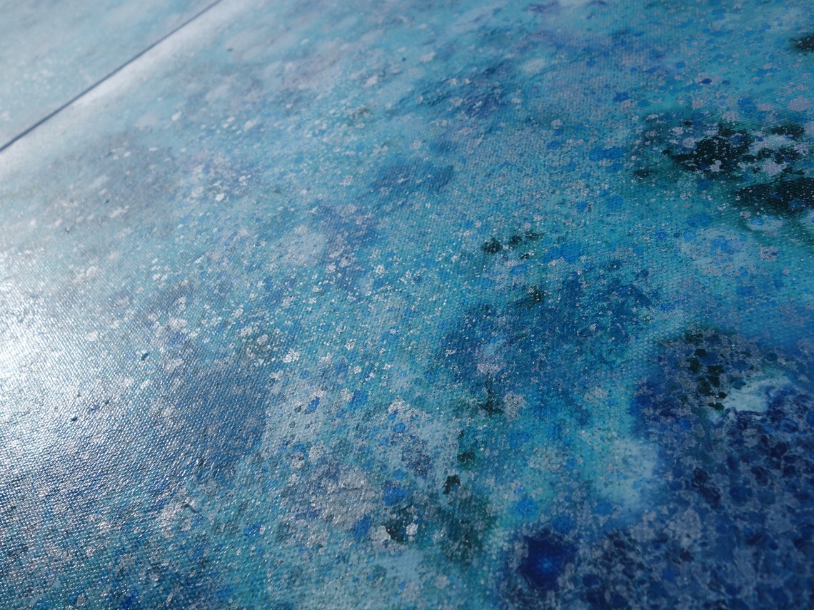 Blue Silver Abstract Painting Vertical Textured Wall Art A081 Acrylic ...