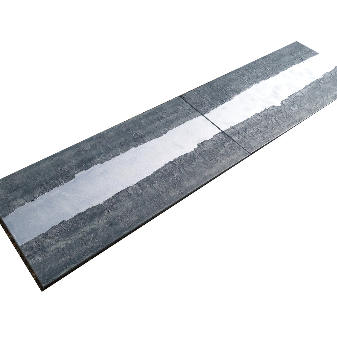 Silver Stripe Steel Abstract Painting Vertical Textured Wall Art A340 ...