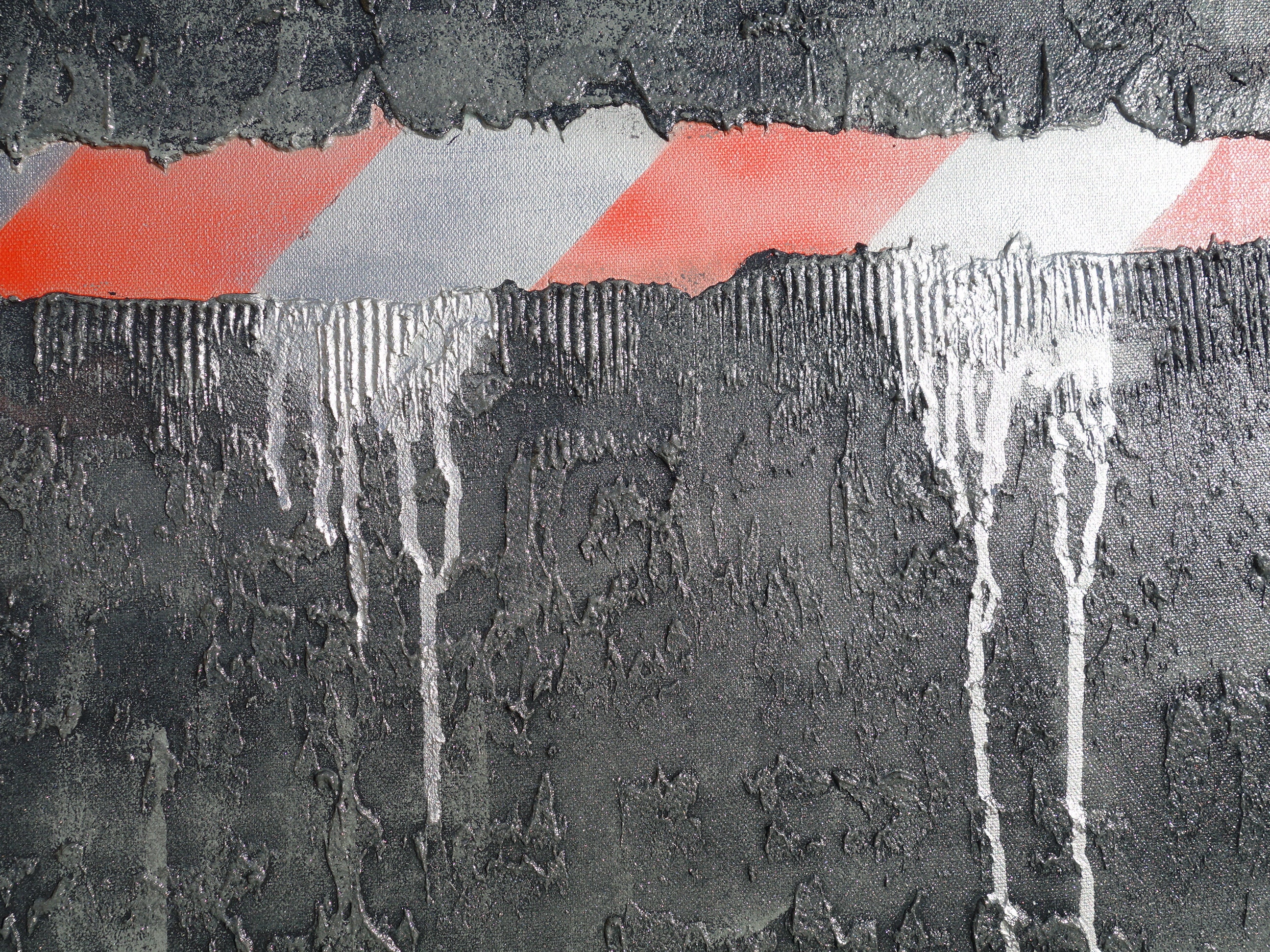 Caution Stripe Steel Abstract Painting Vertical Textured Wall - Etsy