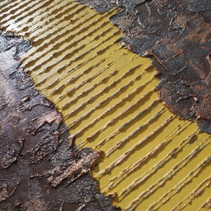 Yellow Rusty Iron Abstract Painting Vertical Textured Wall Art A082 ...