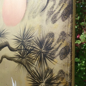 Kranich Sonne Japan Mandschurenkranich Goldene Originale Malerei japanische Kunst J113 Wandkunst ...