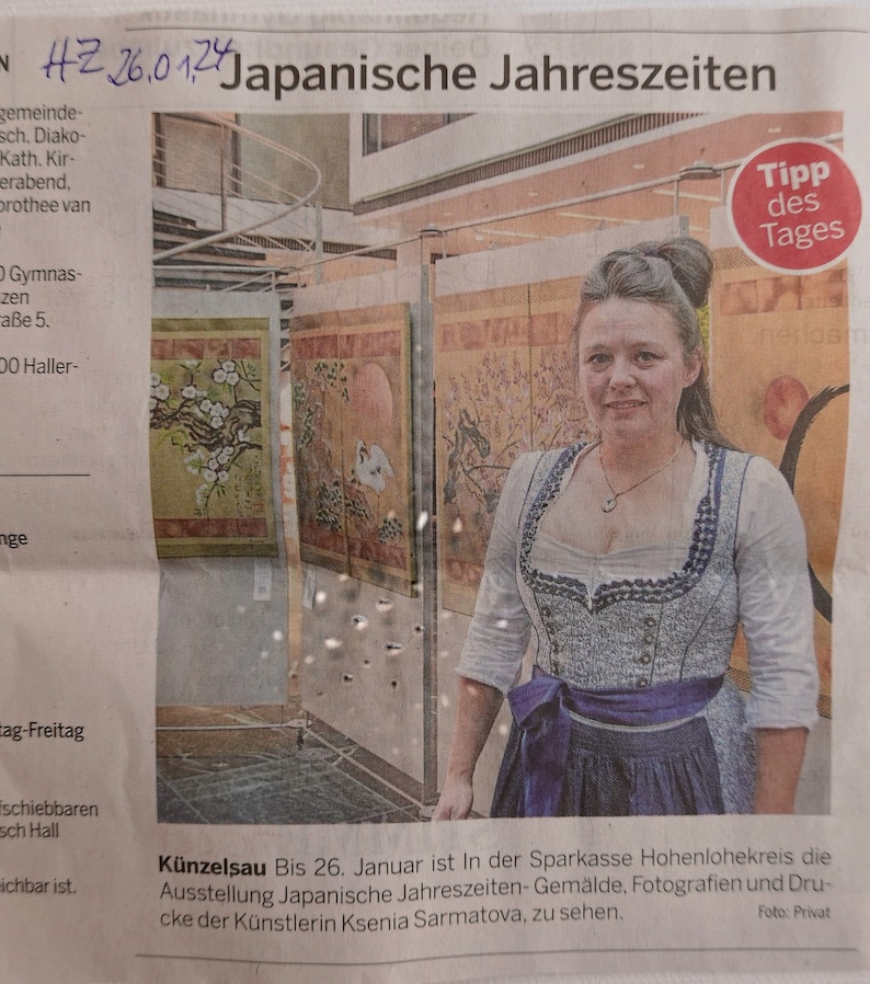 Zen Enso Sonne Japan Goldene Originale Malerei japanische Kunst J223 Japonismus Wandkunst ...