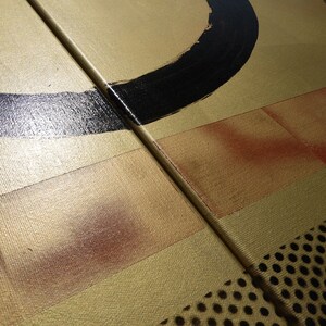 Zen Enso Sonne Japan Goldene Originale Malerei japanische Kunst J223 Japonismus Wandkunst ...