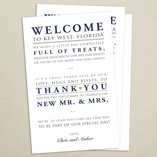 Hotel Welcome Card - Etsy