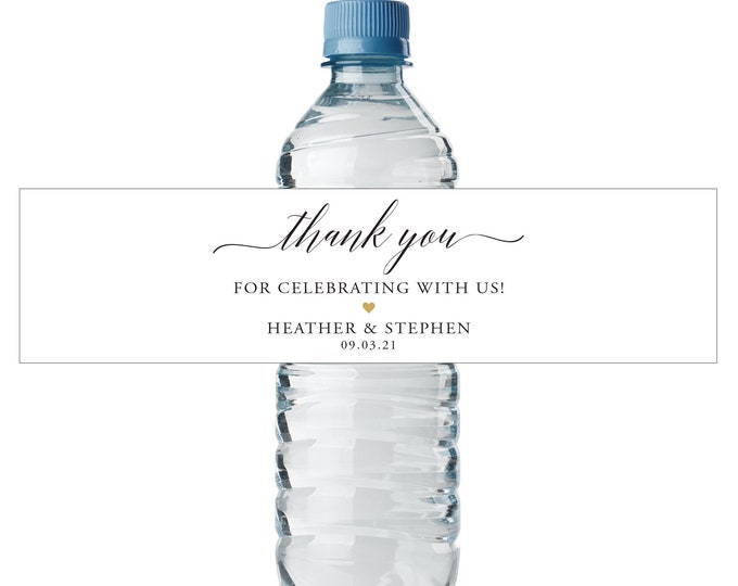 Water Bottle Label Wedding Thank You Custom Water Bottle Label Water ...