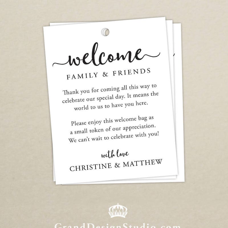 Welcome Bag Tags - Etsy