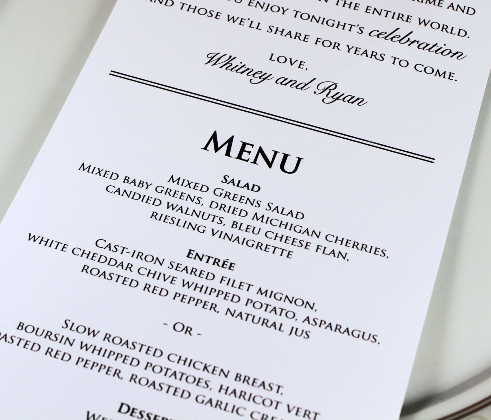 Wedding Reception Menu and Thank You Card Combo Wedding Menu - Etsy