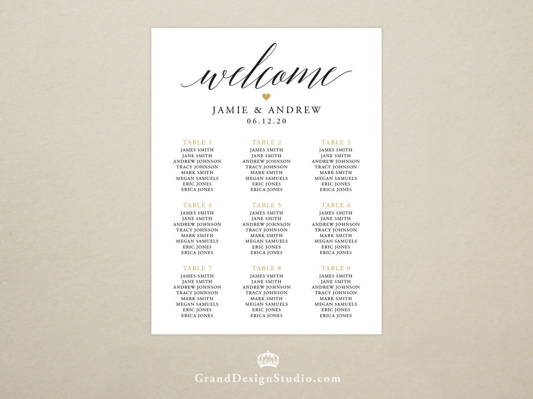 Digital or Printed Wedding Seating Chart Seating Chart Board Table ...