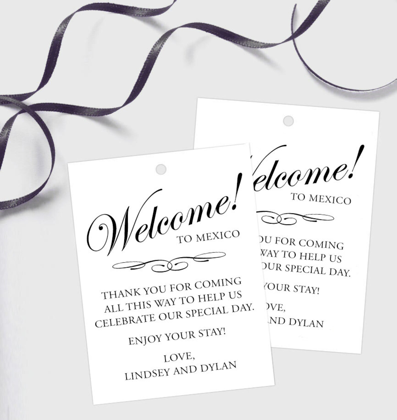 Wedding Welcome Bag Tag SET OF 10 Scroll Gift Tags for - Etsy