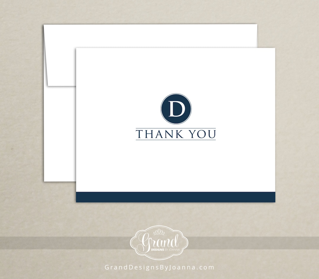 Monogram Thank You Card set of 10 Personalized Custom Stationery ...