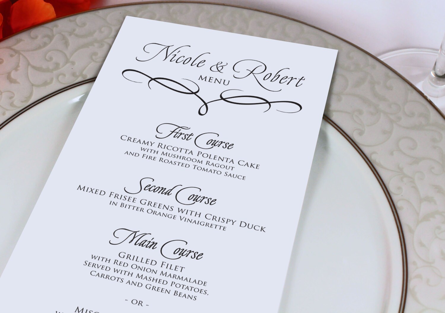 Wedding Reception Dinner Menu Elegant Script Classic - Etsy
