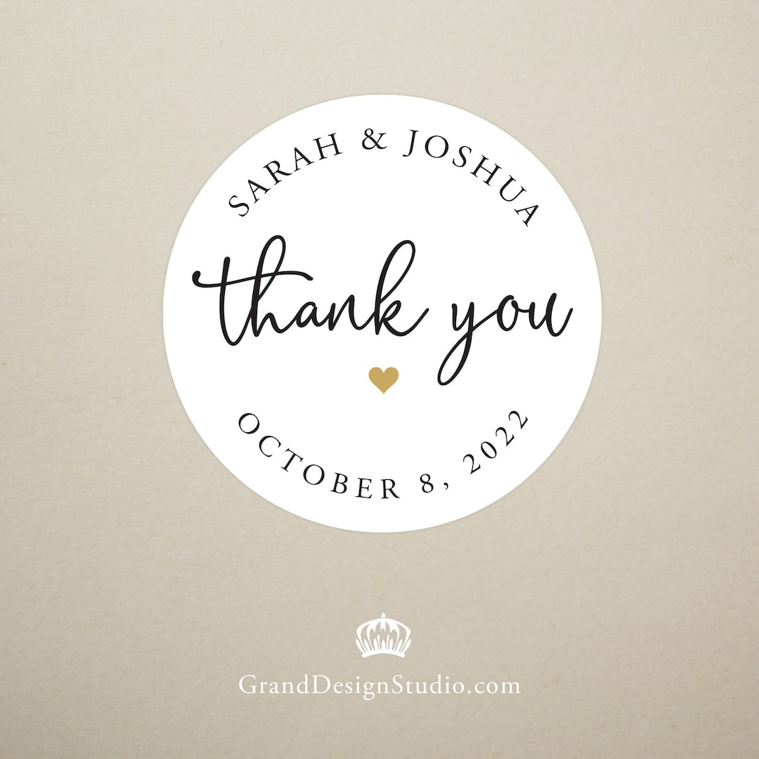 Wedding Sticker Personalized Thank You Sticker Thank You for ...