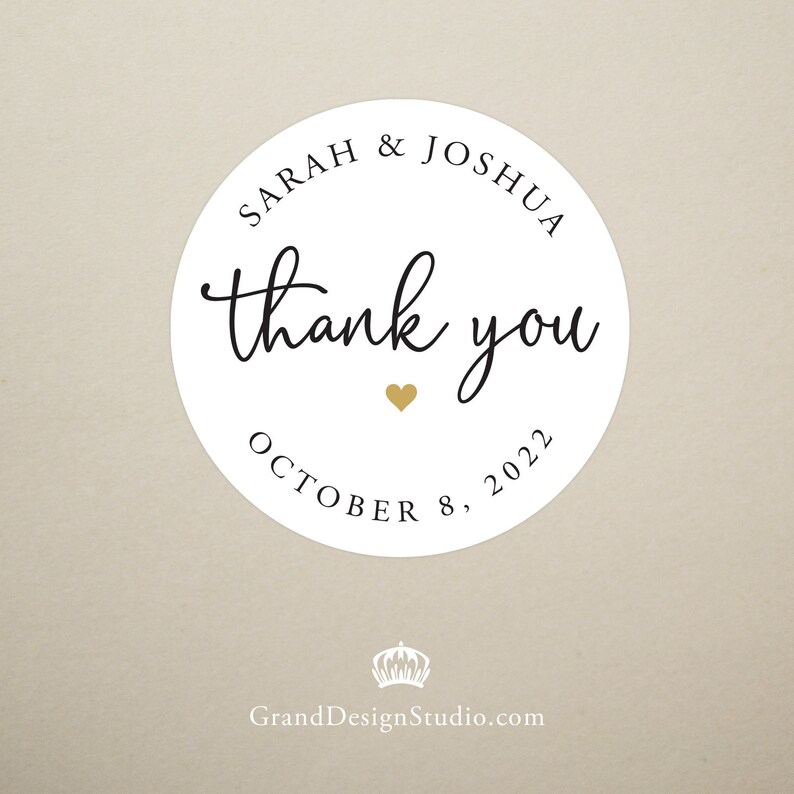 Wedding Sticker Personalized Thank You Sticker Thank You - Etsy