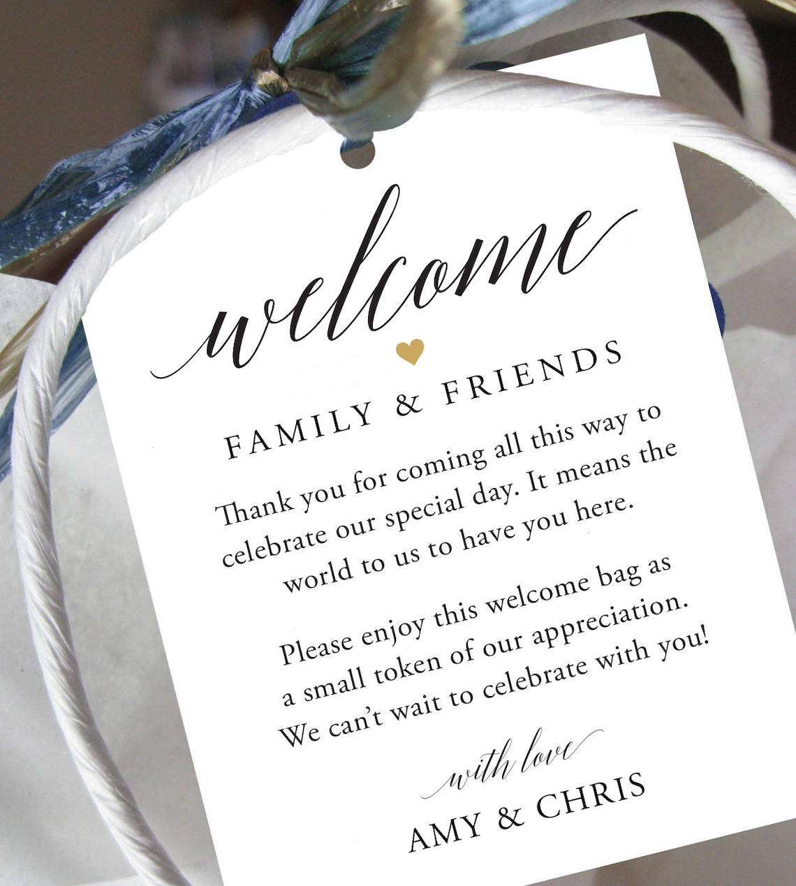 Wedding Welcome Bag Tag SET OF 10 Script Gift Tags for - Etsy