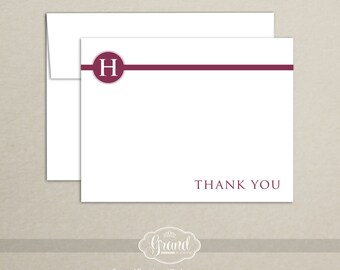 Monogram Thank You Card set of 10 Personalized Custom - Etsy
