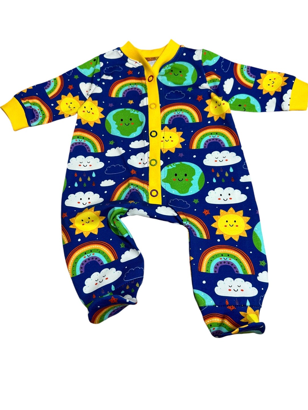 Organic Cotton Baby Grow, Baby Sleep Suit, Rainbow Print, Funky Baby ...