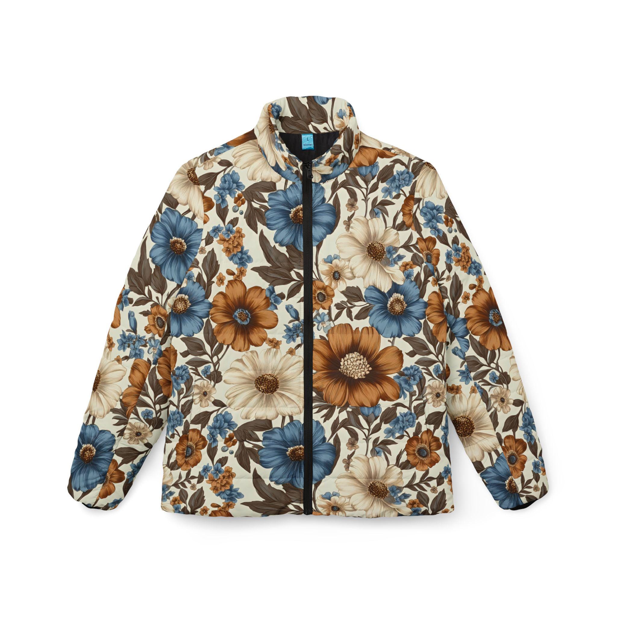 Boho Floral Puffer Jacket, Cottagecore Vintage Inspired Winter Coat ...