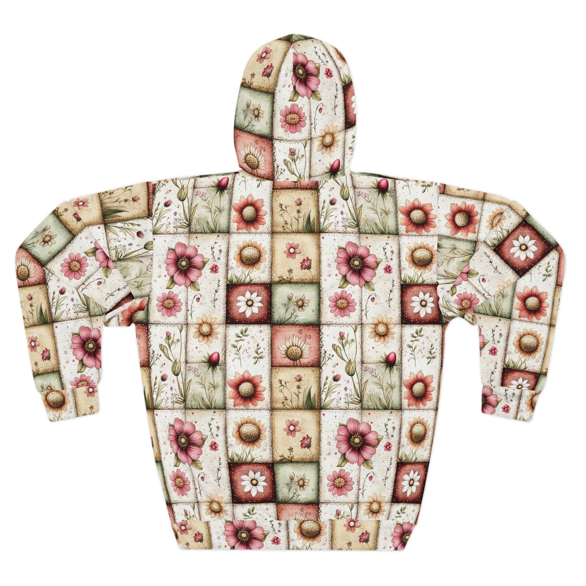 Cottagecore Floral Patchwork Hoodie, Cozy Vintage Quilt Style ...