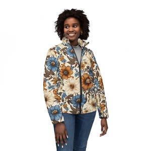 Boho Floral Puffer Jacket, Cottagecore Vintage Inspired Winter Coat ...