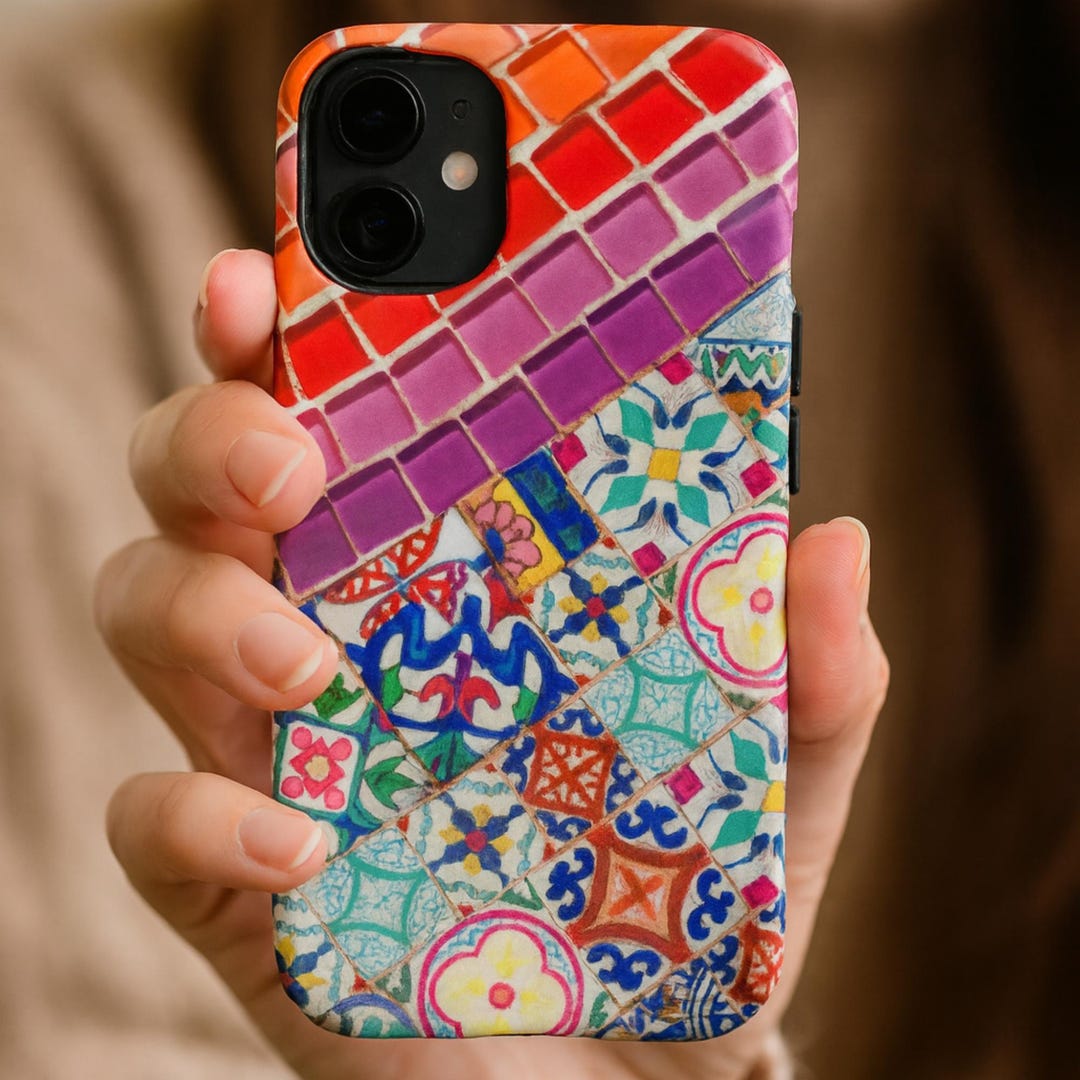 Colorful Mosaic Phone Case, Spanish Tile iPhone Cover, Boho Travel ...