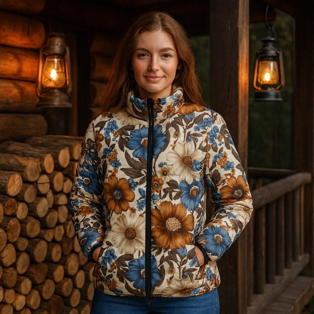 Boho Floral Puffer Jacket, Cottagecore Vintage Inspired Winter Coat ...