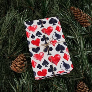Watercolor Playing Card Wrapping Paper, Casino Game Night Gift Wrap ...
