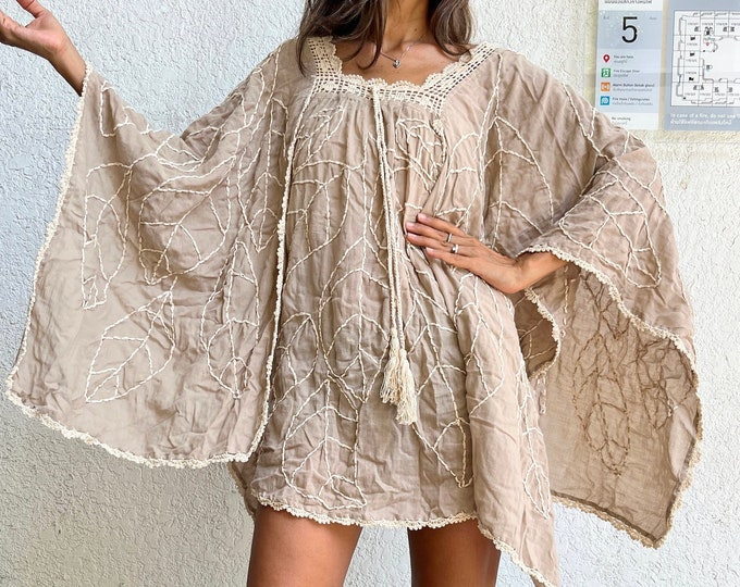 Beautiful Hand Embroidered Dress,boho Crochet Mini Dress,loose ...