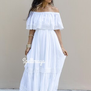 Bohemian Wedding Dress off the Shoulder White Dress Raw | Etsy