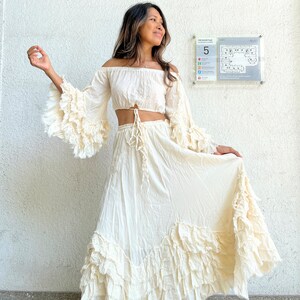 Handmade Cotton Crop Top/angle Sleeves Crop Top,gypsy Ruffled Sleeves ...