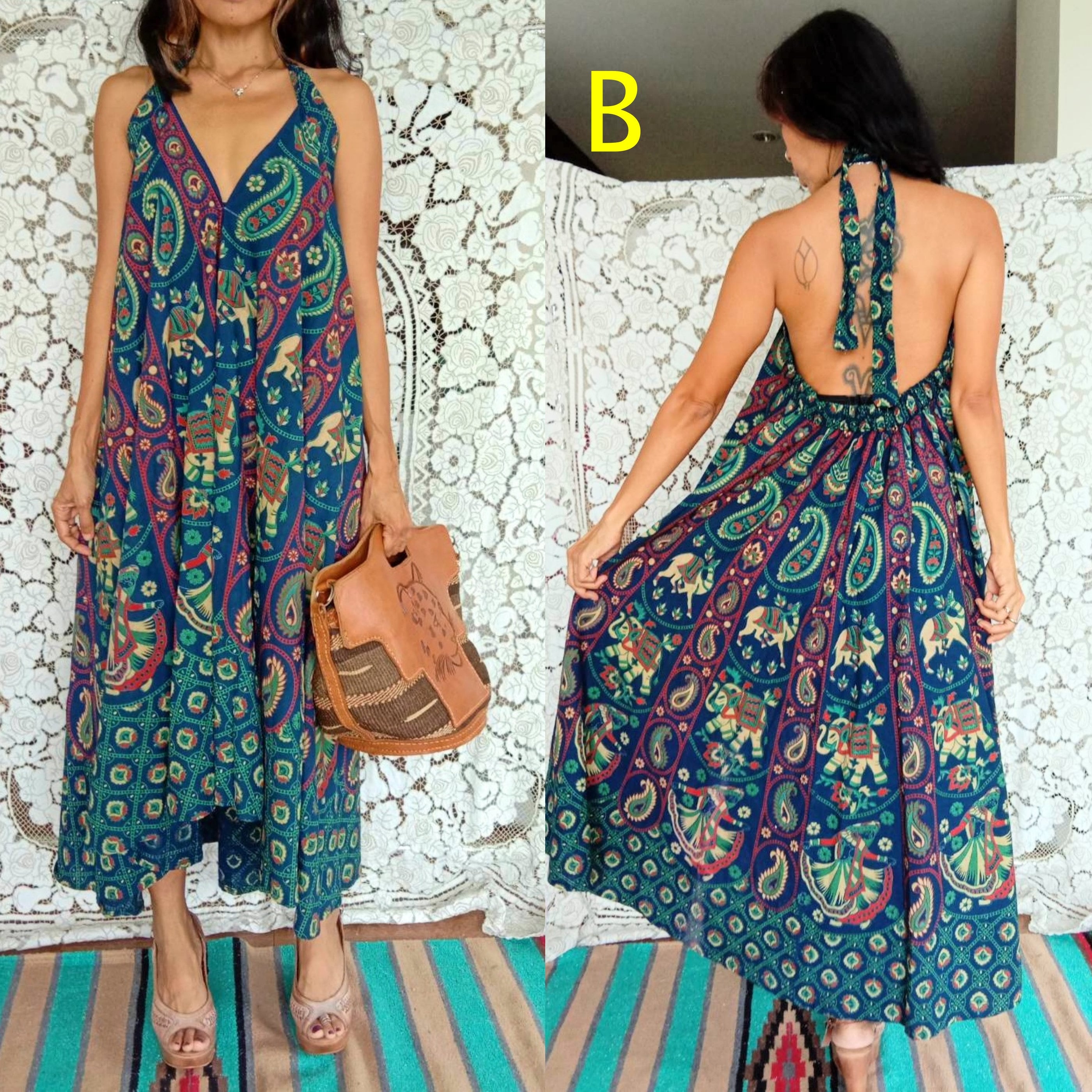 Handmade Indian Block Printed Dress 3 Colors/bohemian High Low Indian ...
