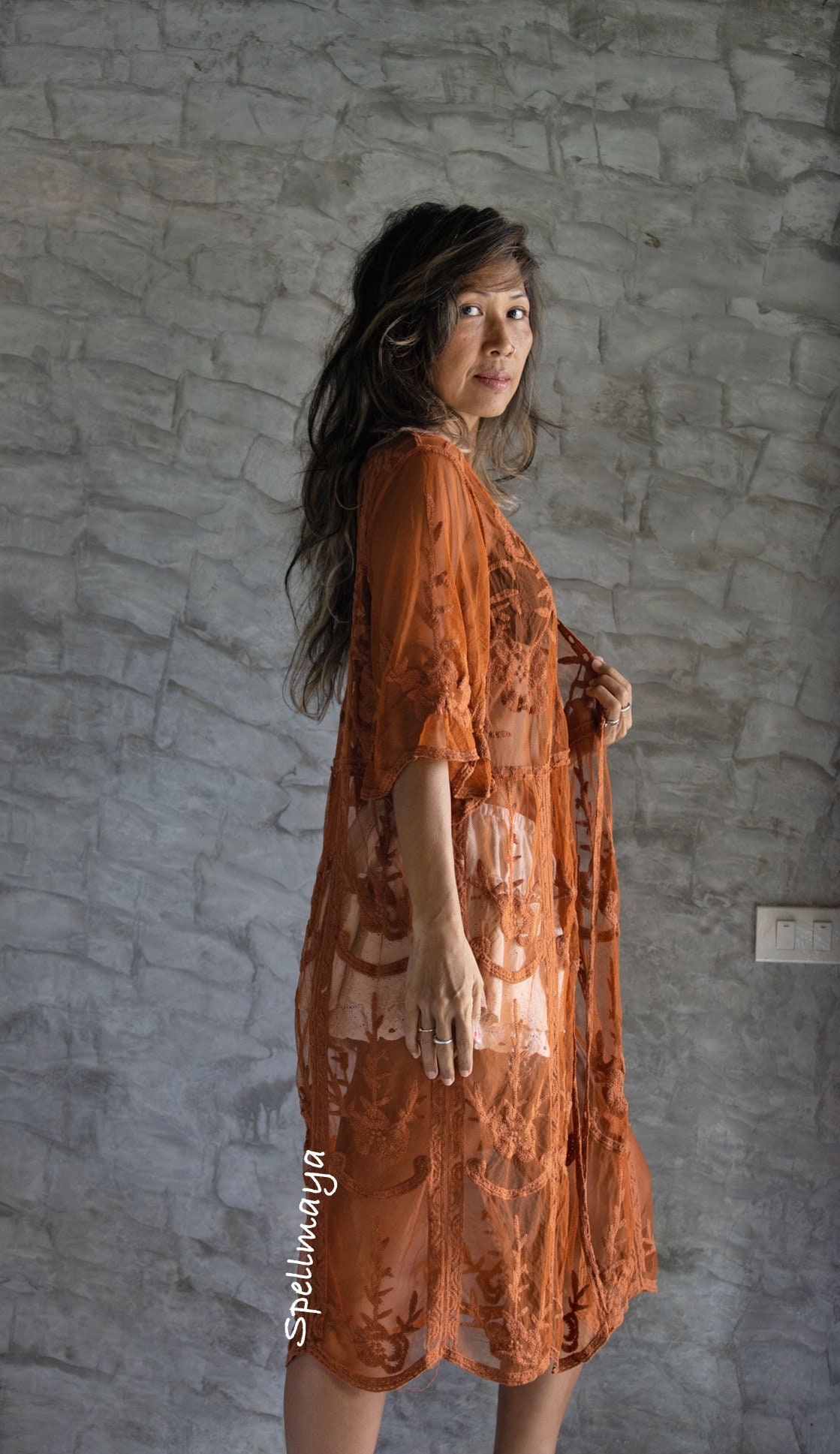 Boho Long lace Cardigan/Bohemian sheer Lace Cardigan/Long Lace | Etsy