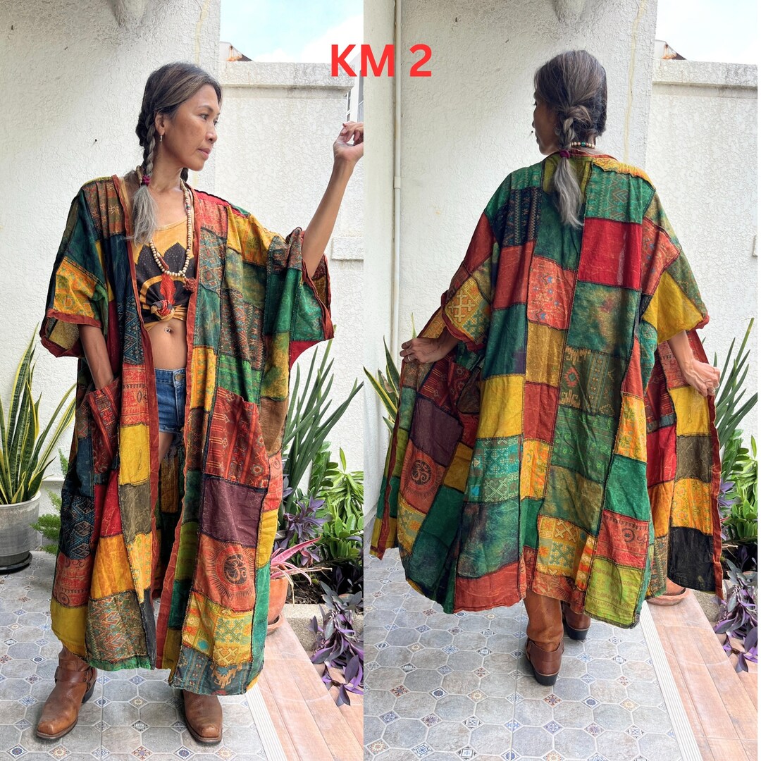 Handmade Patchwork Maxi Kimono Duster, Festival Hippie Nepalese ...