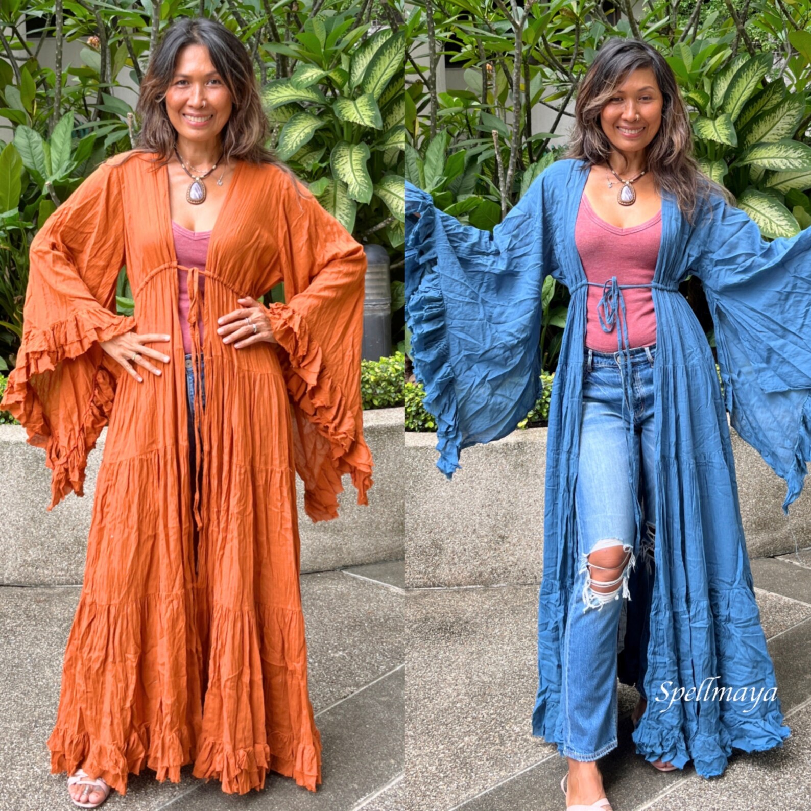 Boho Maxi Ruffled Duster Kimonoboho Long Jacketfestival - Etsy