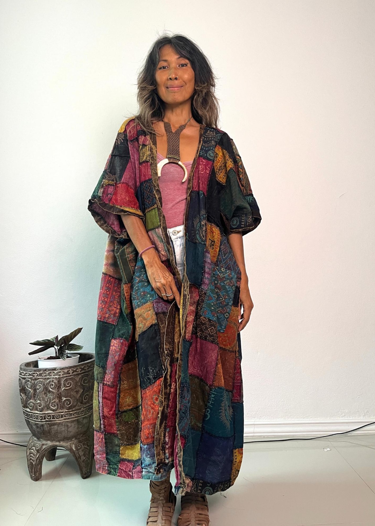 Handmade Patchwork Kimono Duster,patchwork Cardigan,patchwork Plus Size ...