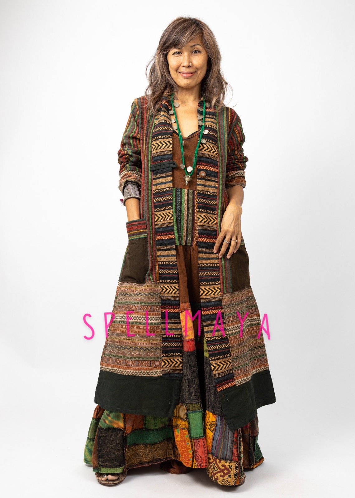 Hippy Patchwork Long Jacketboho Patchwork Woven Jackettribal | Etsy