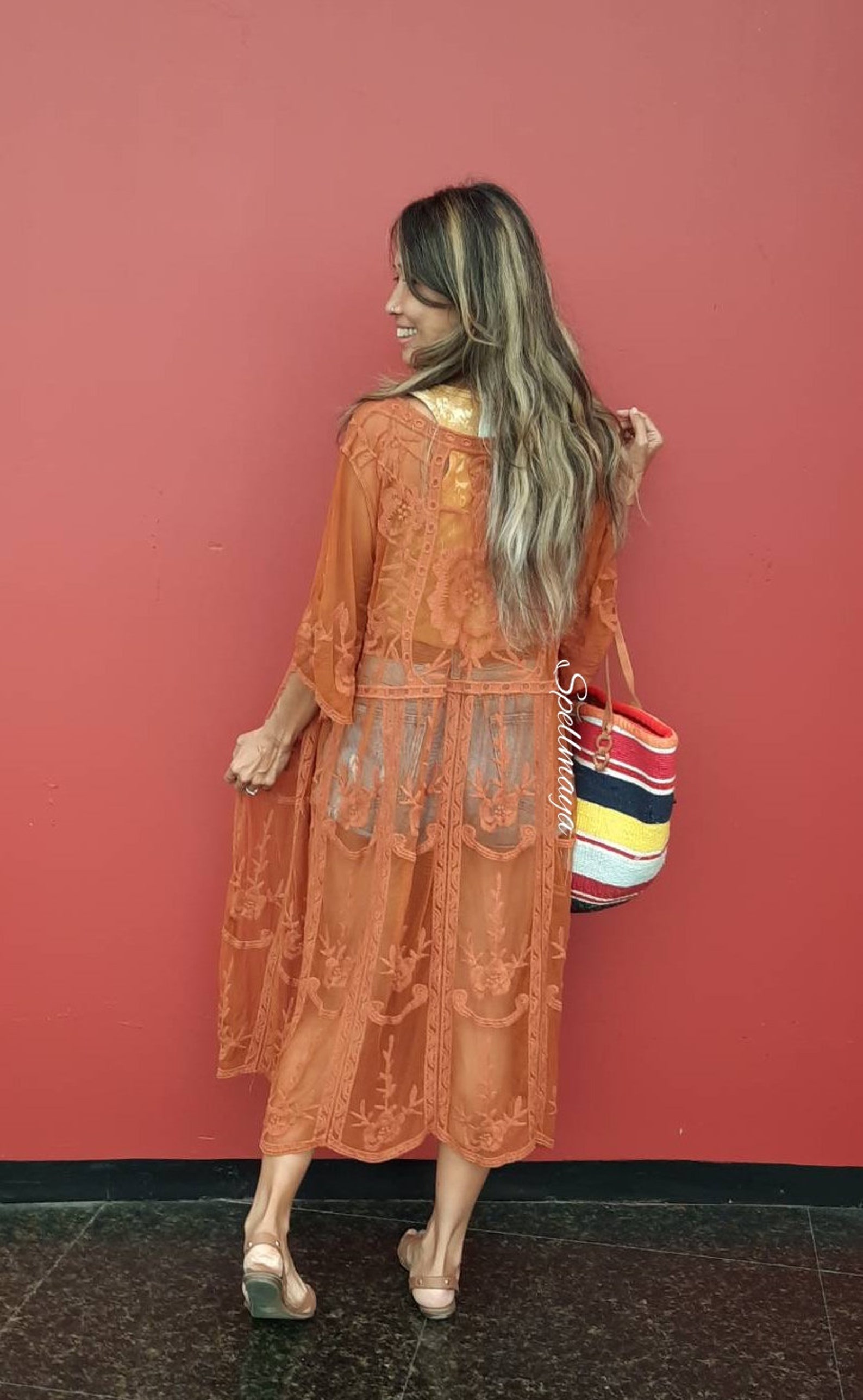 Boho Long lace Cardigan/Bohemian sheer Lace Cardigan/Long Lace | Etsy