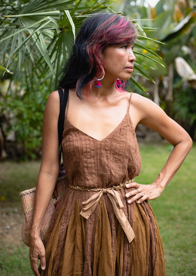 Beautiful Sundress in Golden brown/Bohemian Mini Dress/Beach | Etsy