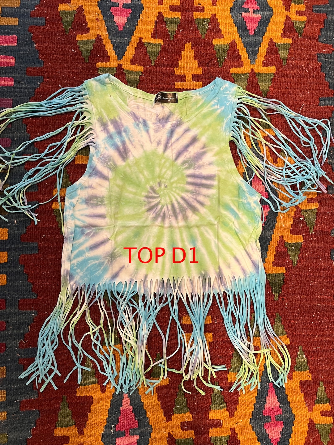 Hippie Tie Dye Fringe Tank,green Tie Dye Tank,festival Tie Dye Fringe ...