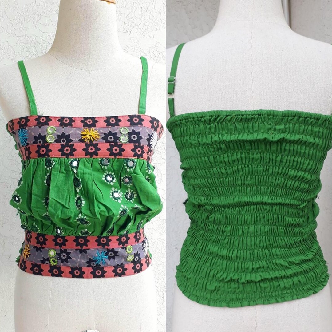 Boho Embroidery Smocked Tube Top/bohemian Indian Tube - Etsy