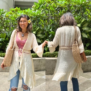 Boho High Low Duster,beige Duster,white Duster,boho Cardigan,festival ...
