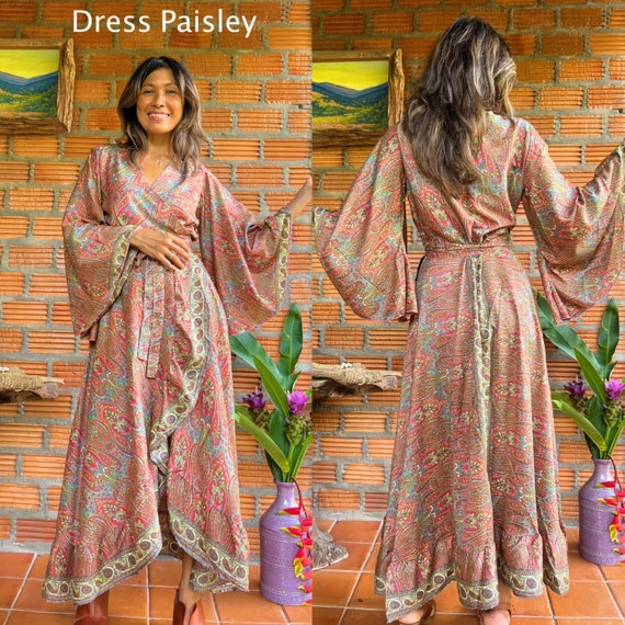 Boho High Low Wrap Dress Flora Wrap Dressboho Hippie - Etsy